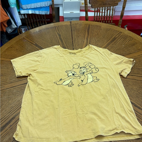 Disney | Tops | Disney Mustard Tee With Chip And Dale Design | Poshmark